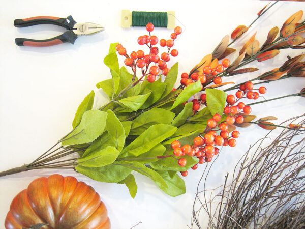Harvest Pumpkin Autumn Wispy Wreath