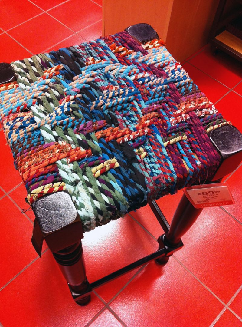 Recycled Fabric Stool Using A Rag Rug