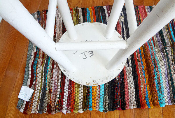 Recycled Fabric Stool Using A Rag Rug