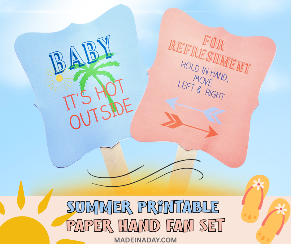 Summer Printable Paper Hand Fan Set