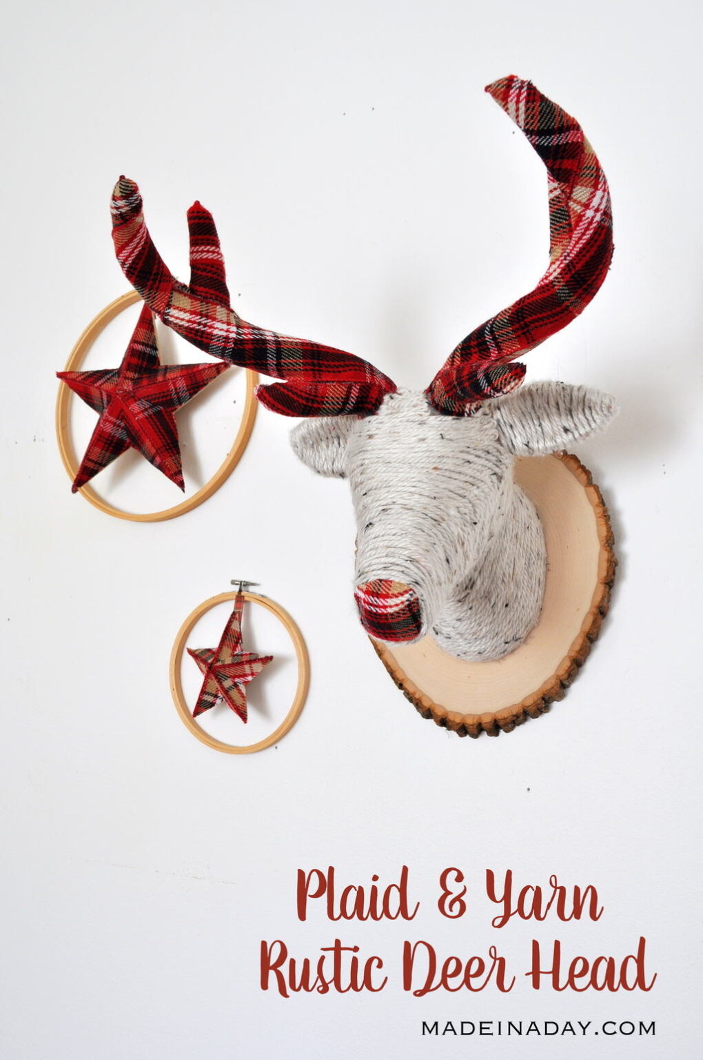 Festive Plaid And Yarn Faux Deer Head