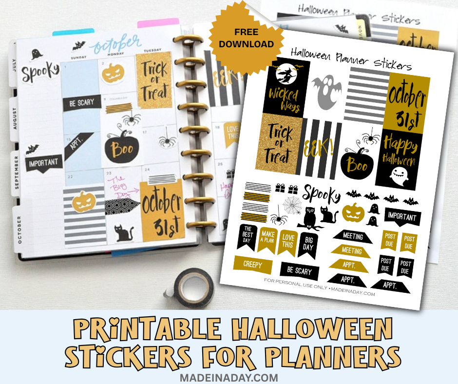 Printable Halloween Stickers For Planners