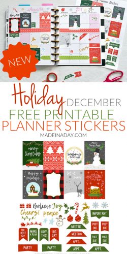 Trendy December Christmas Printable Planner Stickers | Made In A Day