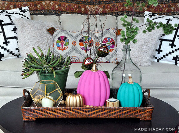3 Colorful DIY Boho Chic Painted Pumpkins