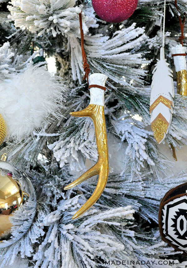 Gorgeous Antler Tree Ornaments Using Floral Picks