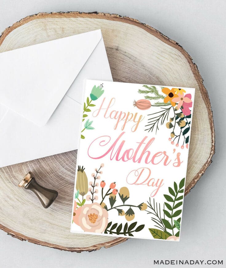 Floral Mothers Day Card Printable