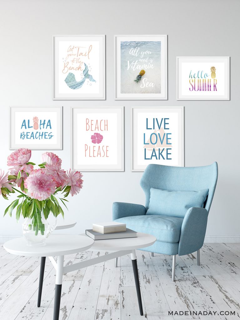 6 Trendy Summer Sayings Wall Art Prints