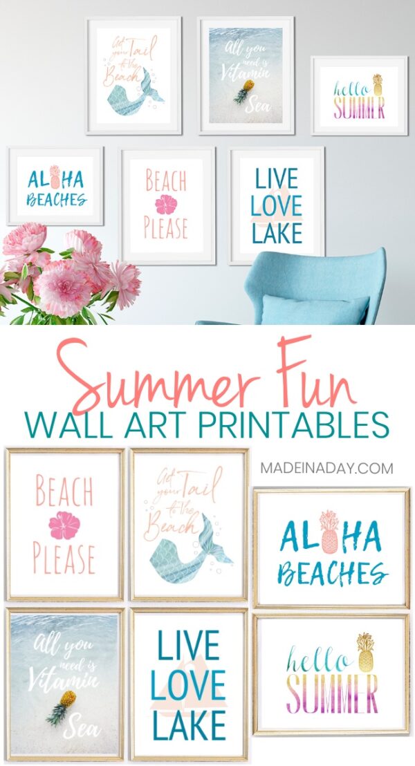 6 Trendy Summer Sayings Wall Art Prints