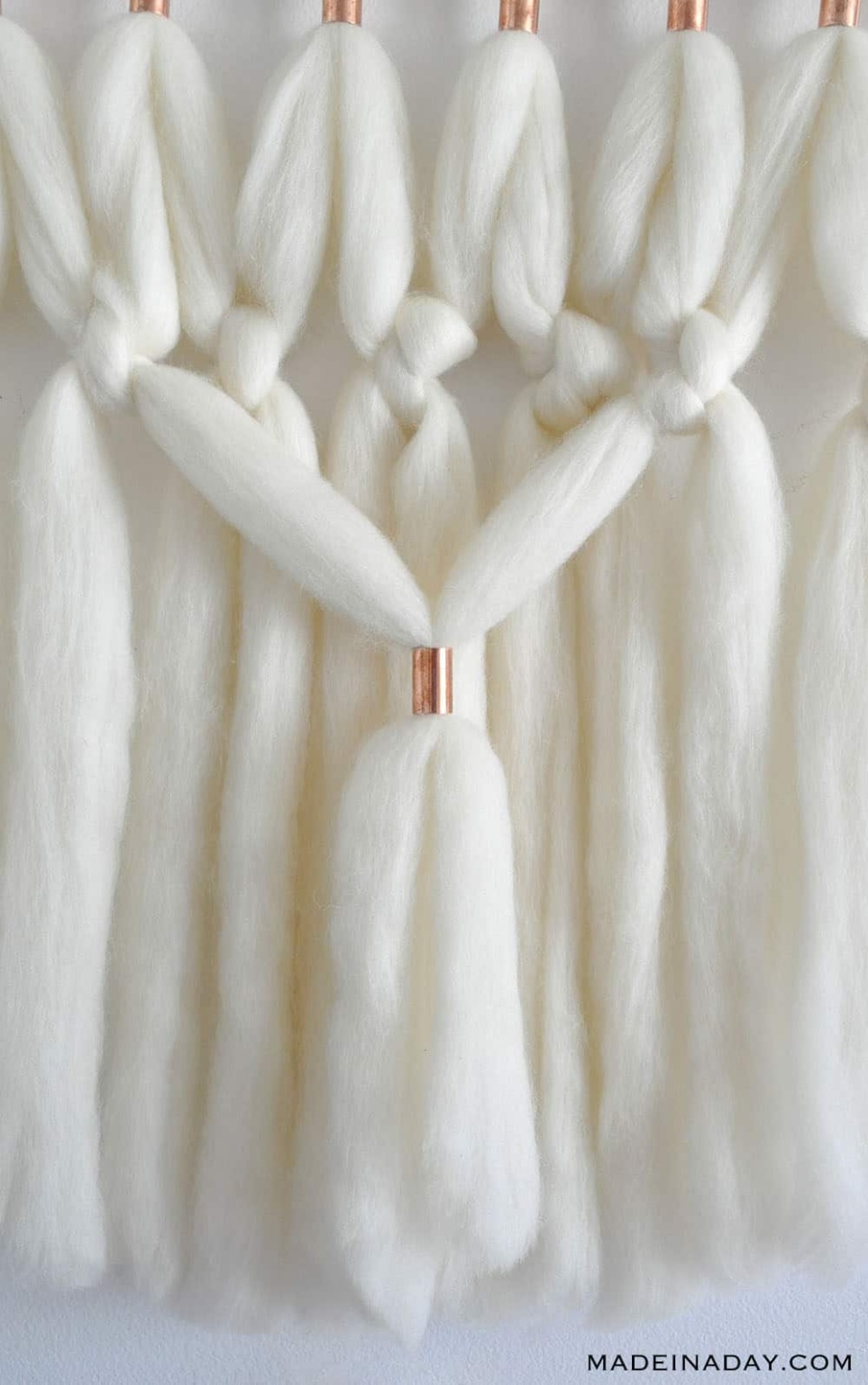 DIY Copper Wool Roving Macrame Wall Hanging