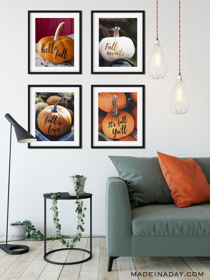 Trendy Fall Pumpkin Wall Art Printables