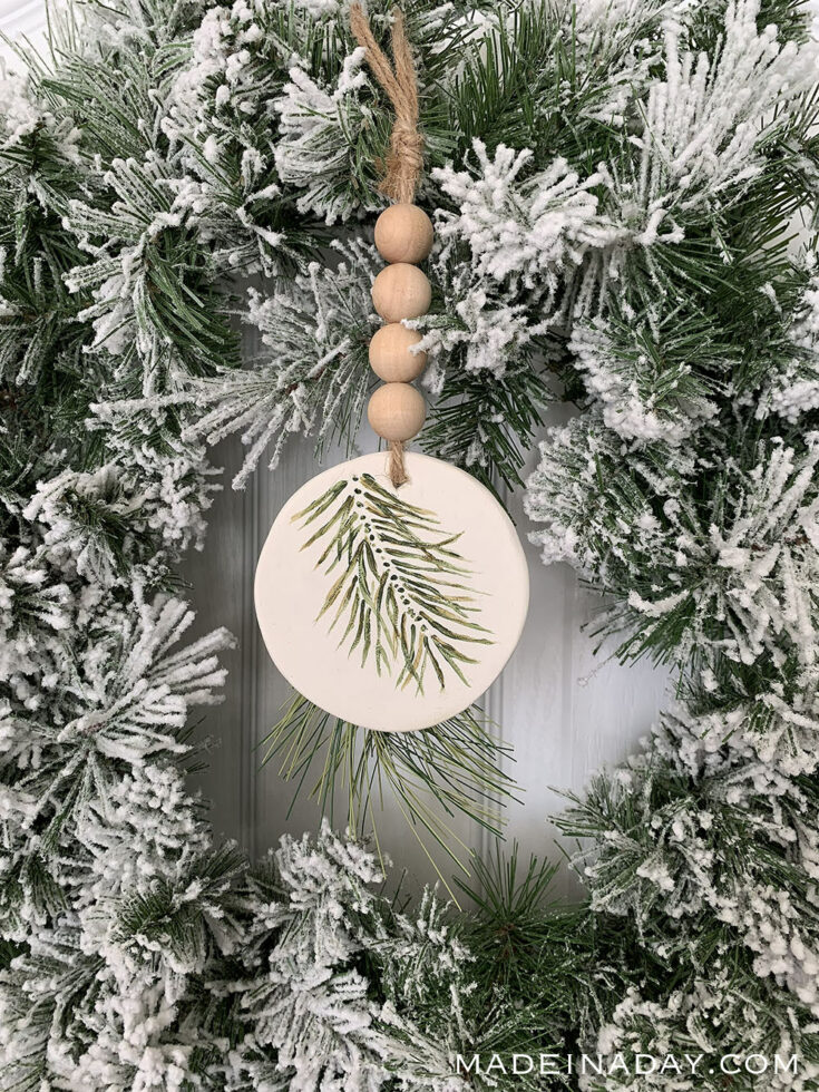 Simple Evergreen Sprig Polymer Clay Ornament