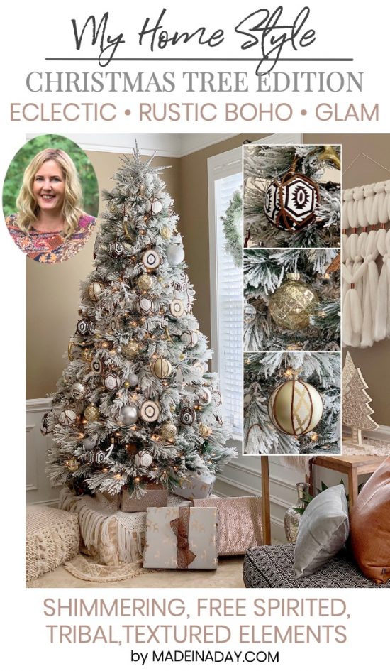 Snowy Eclectic Bohemian Style Christmas Tree | Made In A Day