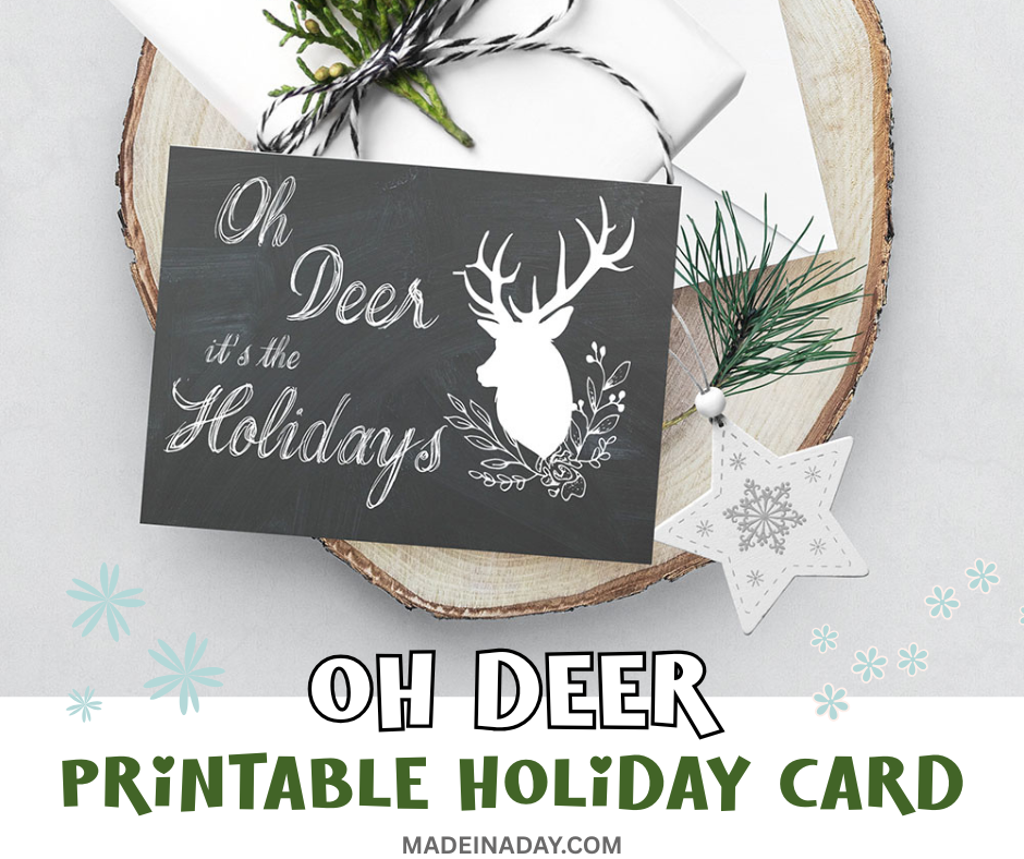 Adorable Oh Deer Printable Holiday Card