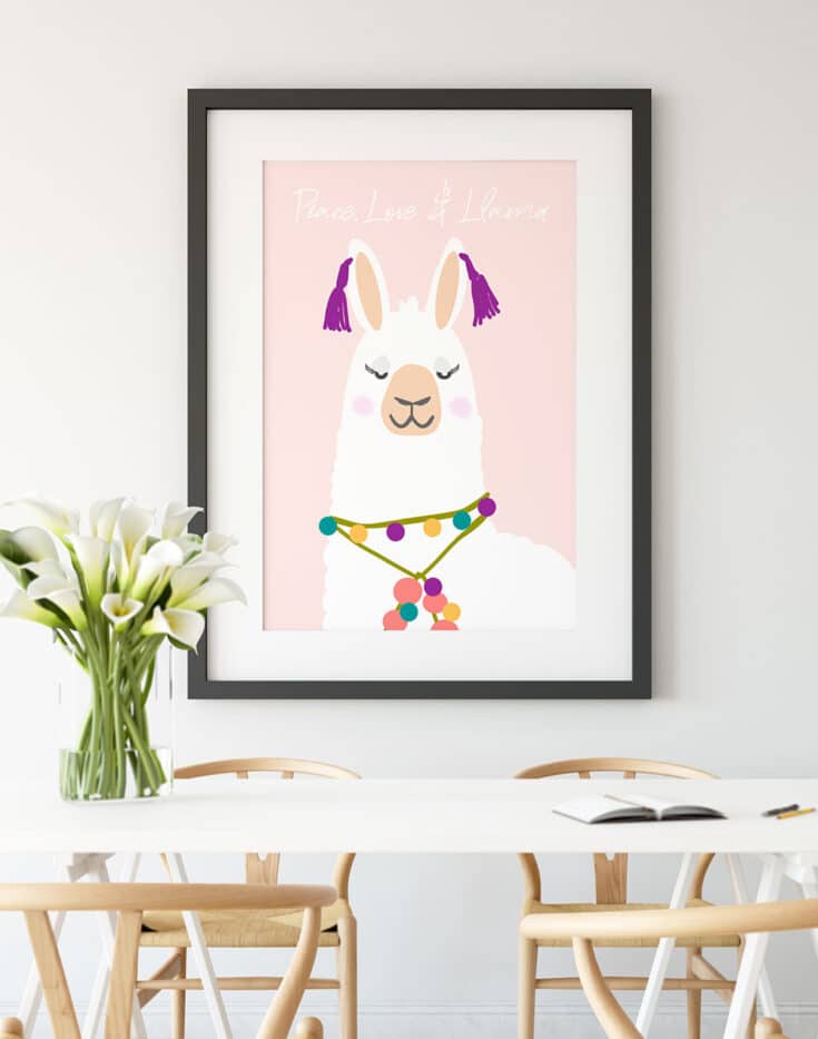 Peace Love And Llama Printable Wall Art