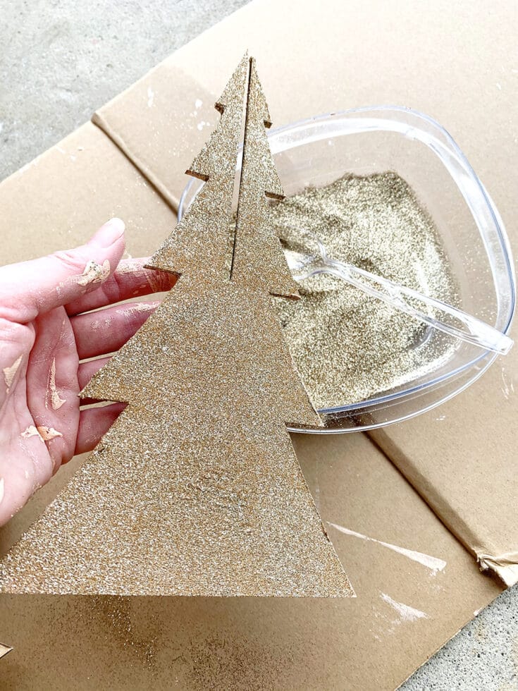 3 DIY Champagne Glitter Christmas Trees