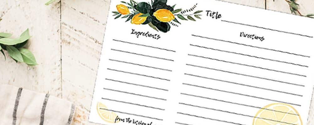 Watercolor Lemon Recipe Cards: Edit And Print! | Made In A Day