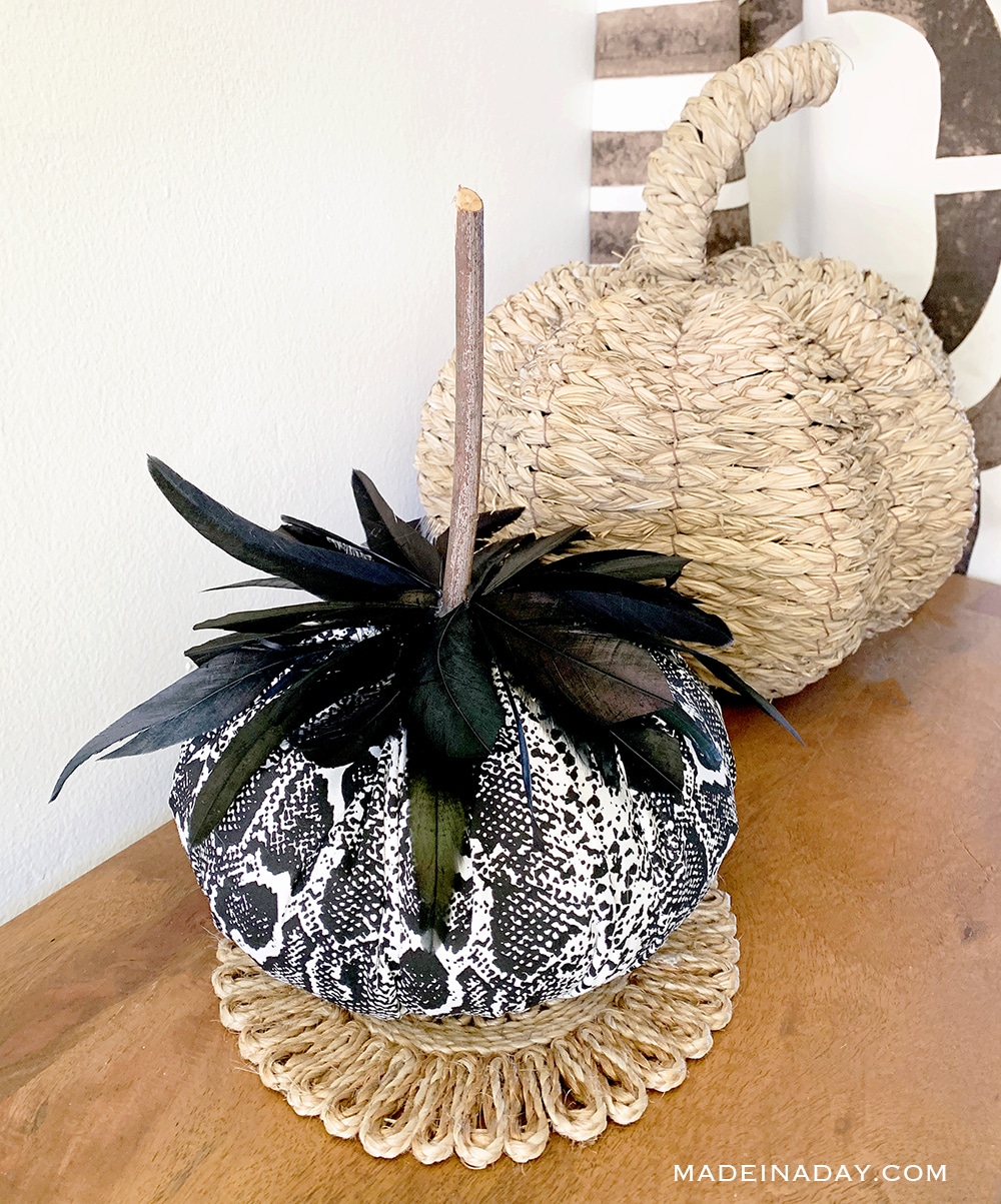 Snakeskin Fabric Feather Pumpkins