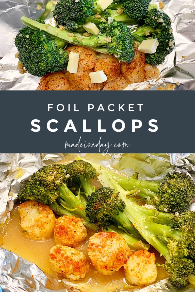 Easy Baked Broccoli And Scallops Foil Packets