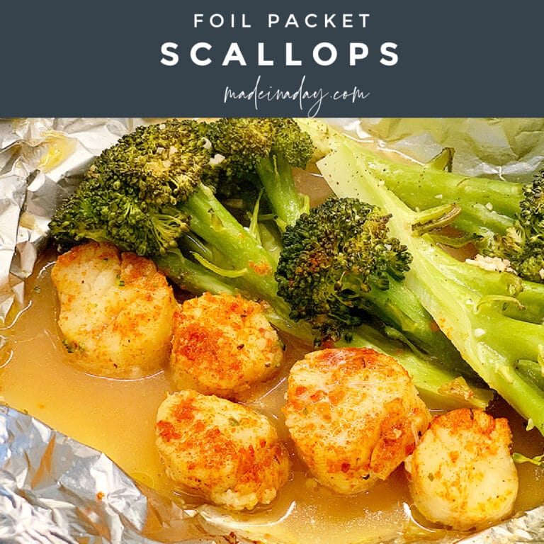 Easy Baked Broccoli And Scallops Foil Packets