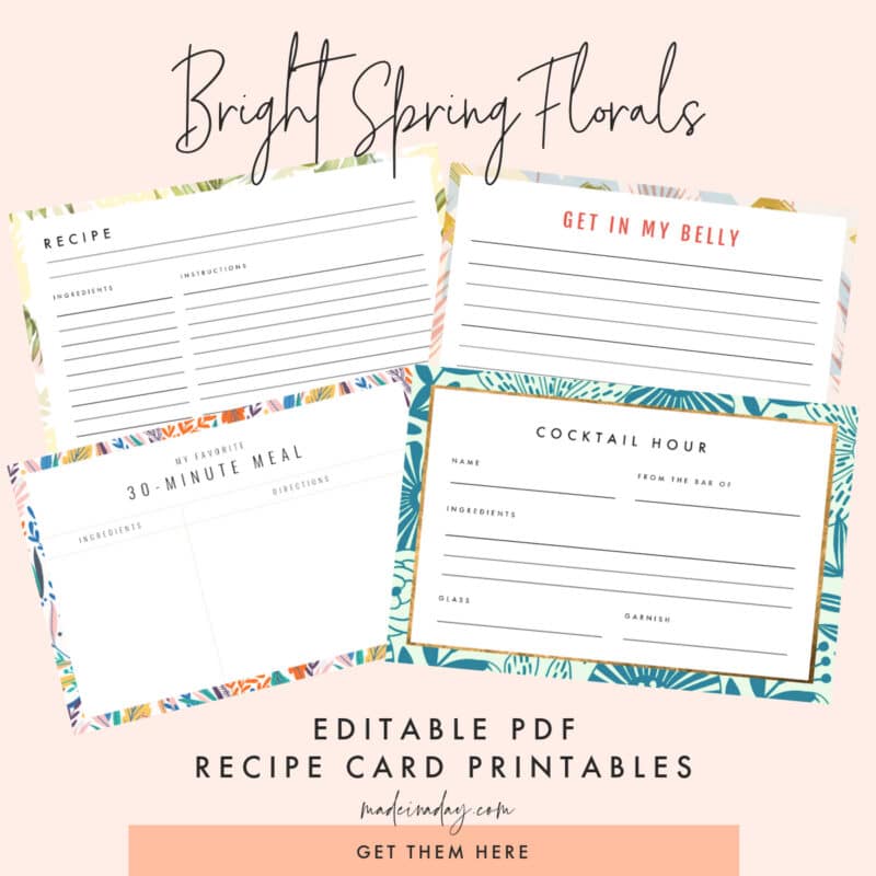 Floral Recipe Card Template Free Editable PDFs