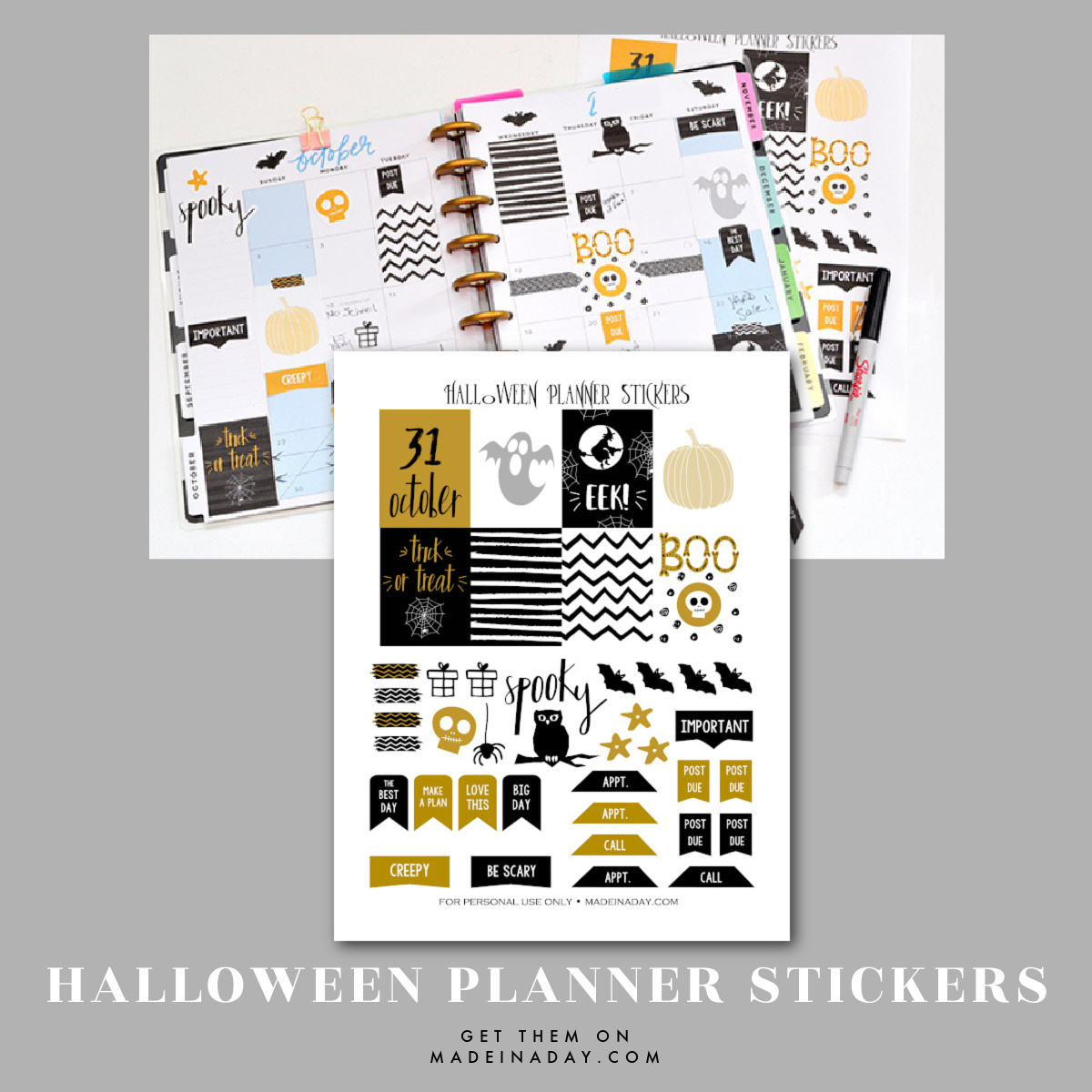 Halloween Printable Stickers For Planners