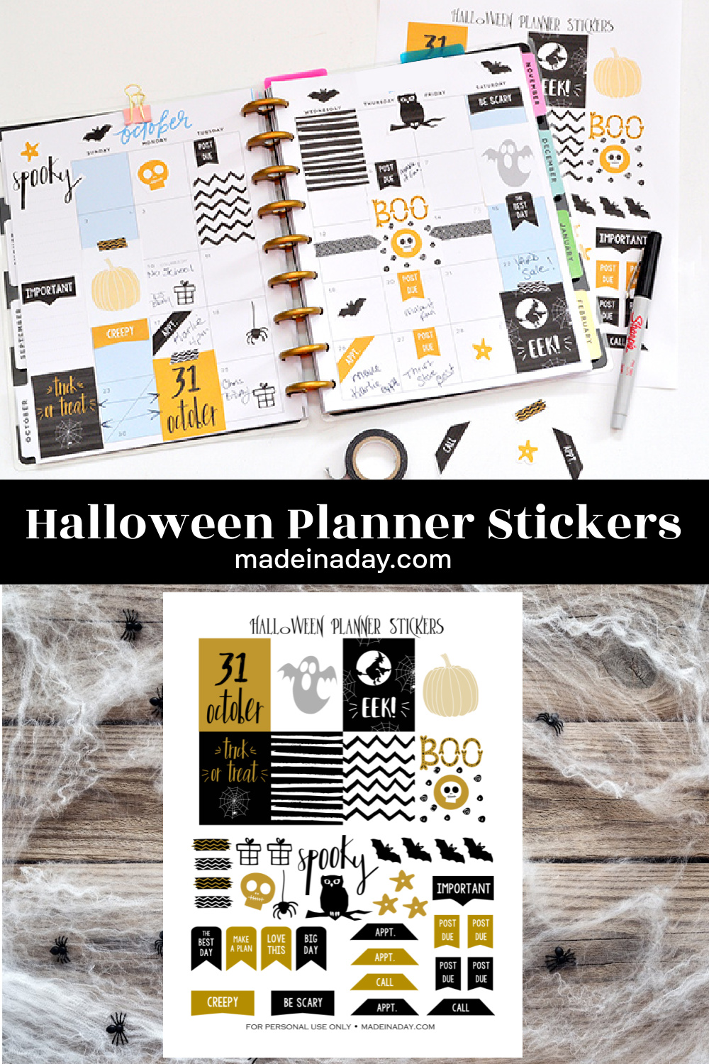 Halloween Printable Stickers For Planners
