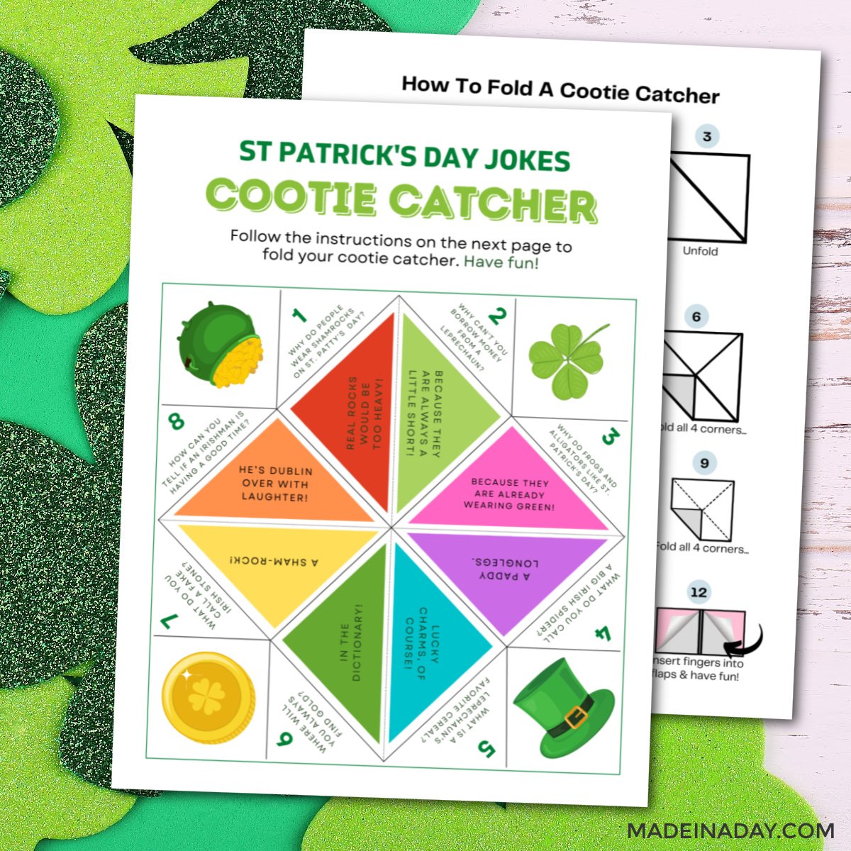 St Patricks Day Cootie Catcher Joke Game