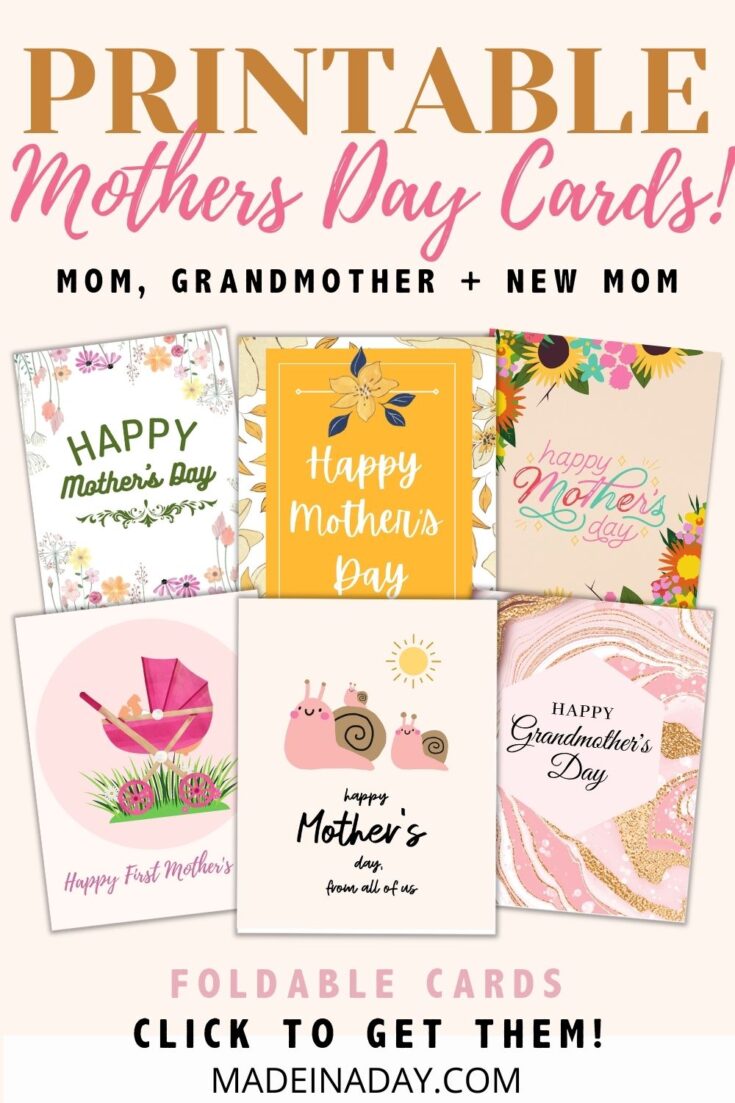 Mothers Day Card Set (6) Printables For Mom