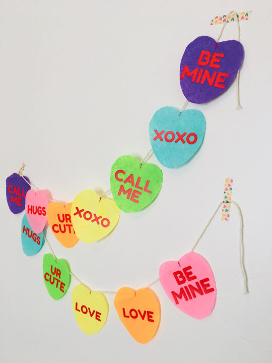 Valentine Conversation Hearts Decorations + Crafts