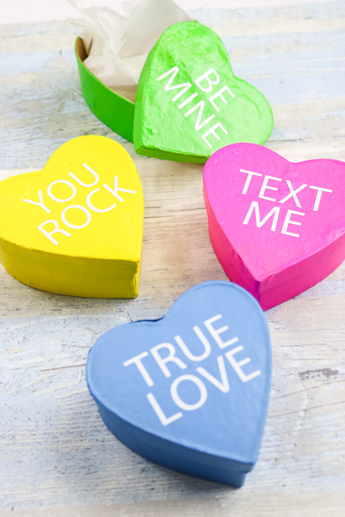 Valentine Conversation Hearts Decorations + Crafts