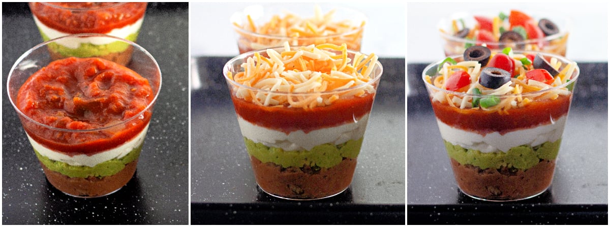 7 Layer Dip Individual Appetizers In Cups