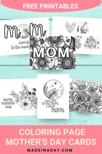 Printable Mothers Day Coloring Cards