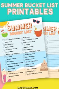 Summer Bucket List For Kids Printables | Made In A Day