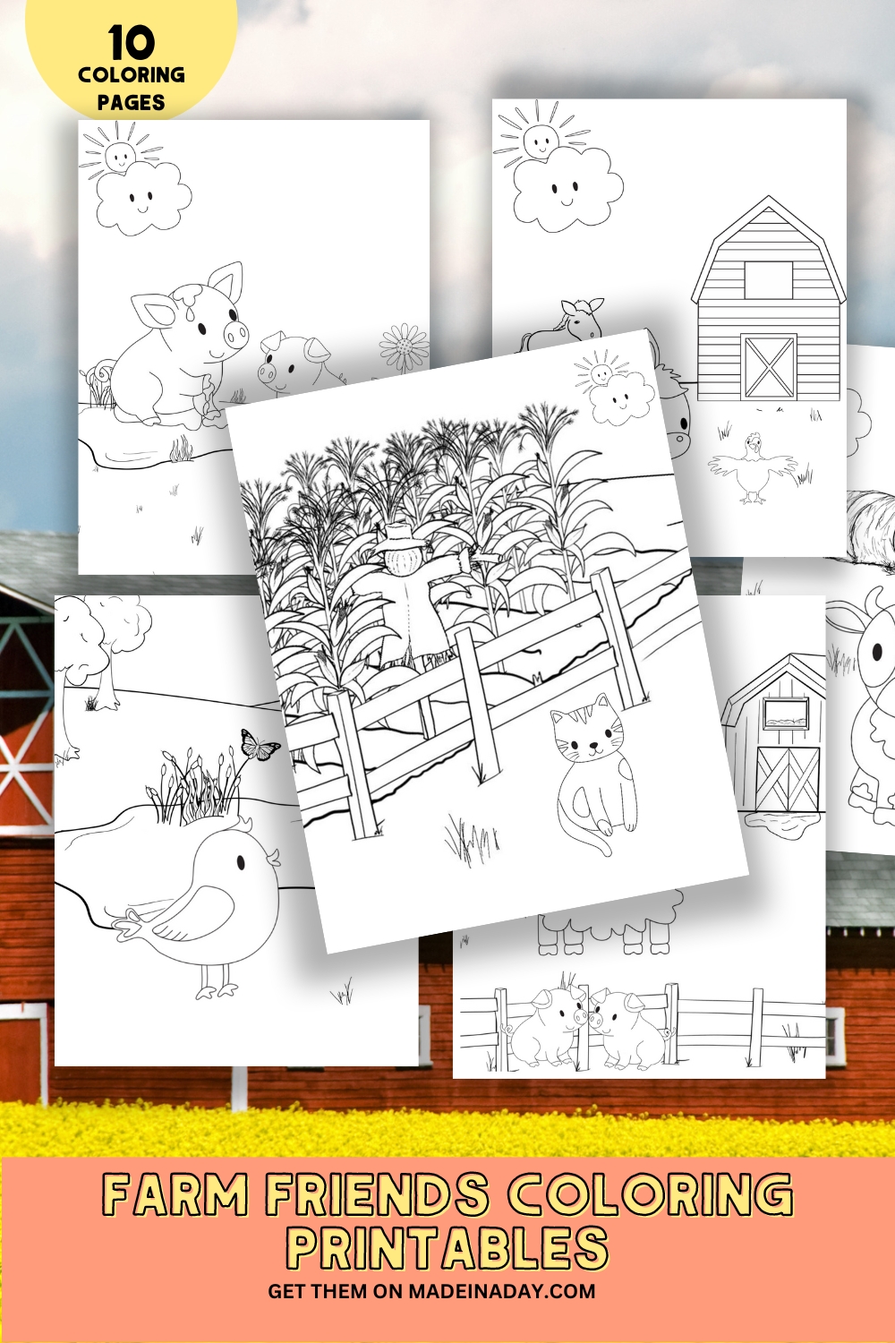 Farm Animals Coloring Pages | Made In A Day