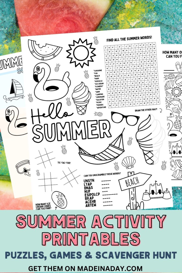 Summer Coloring Activity Book Printable | Made In A Day