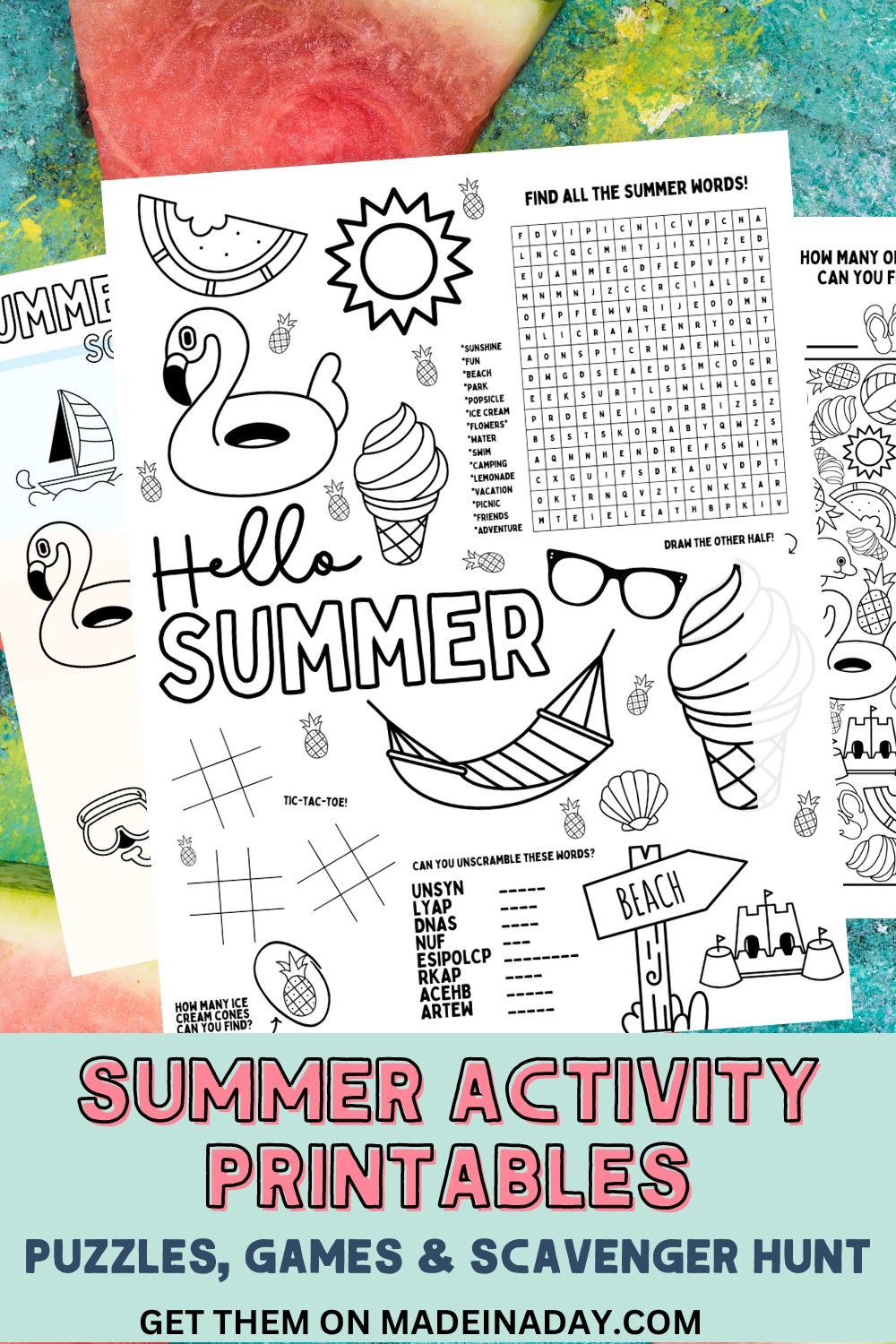 Summer Coloring Activity Book Printable | Made In A Day