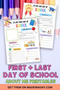 First Day Of School Printable About Me