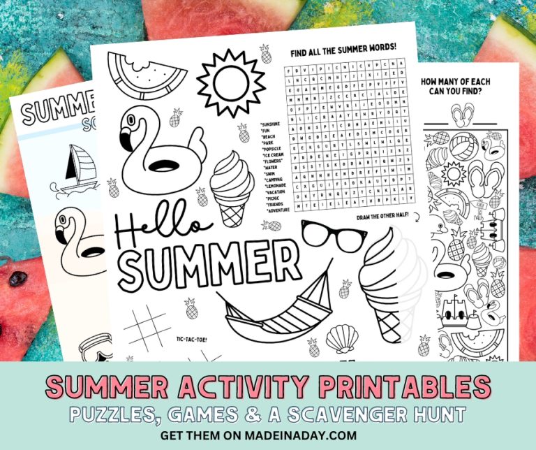 Summer Coloring Activity Book Printable