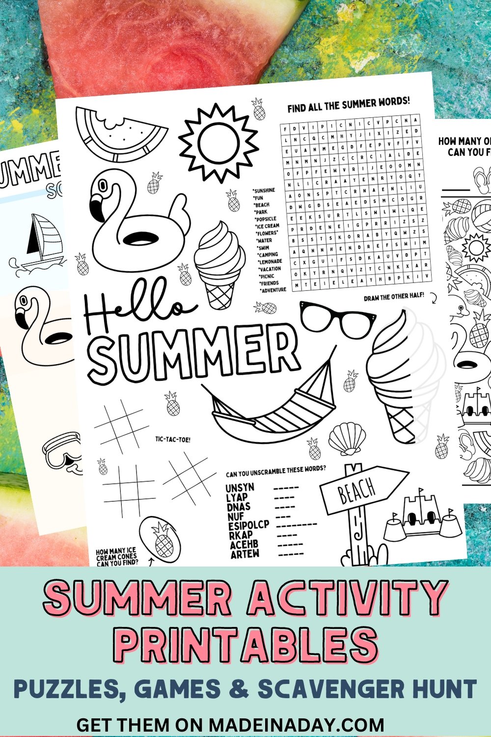 Summer Coloring Activity Book Printable