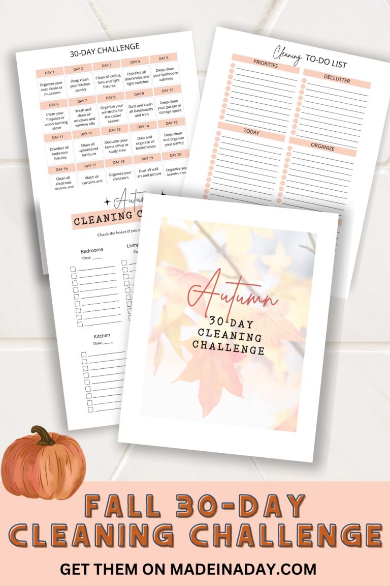 Fall Cleaning Checklist 30 Day Challenge