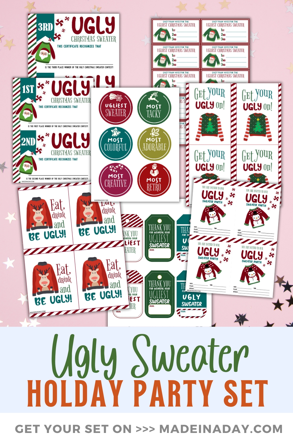 Printable Ugly Sweater Party Set | Made In A Day