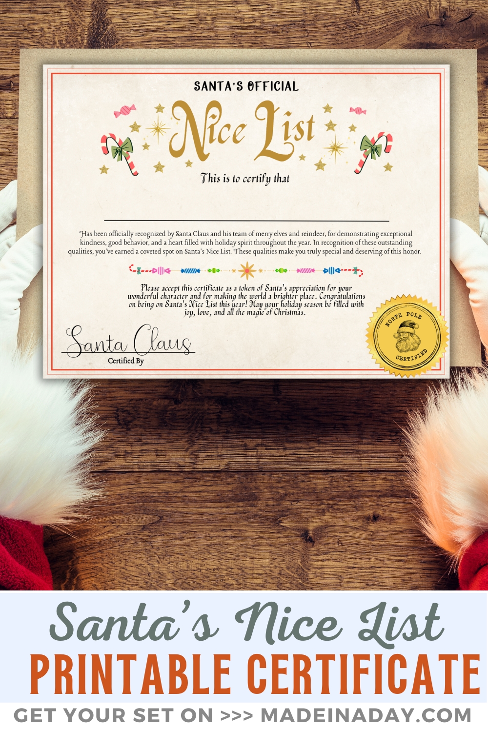Printable Santa Nice List Certificate