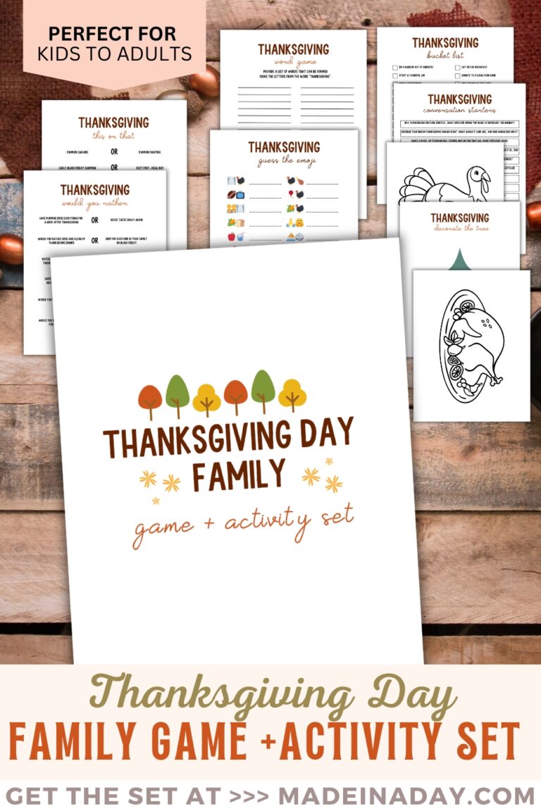 Printable Thanksgiving Activities And Games Set