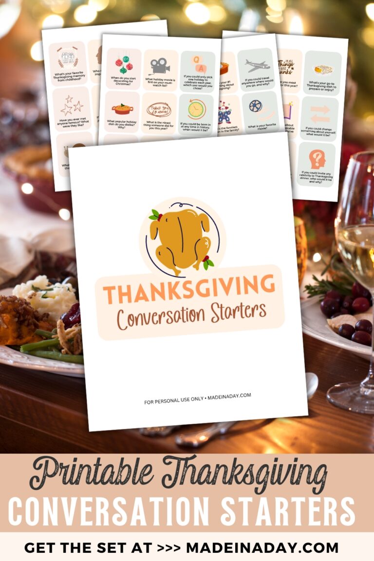 Thanksgiving Conversation Starters Cards