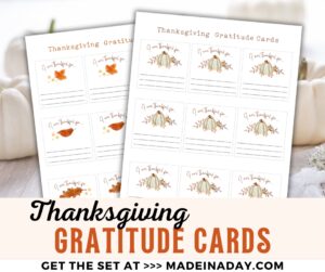 Printable Thanksgiving Gratitude Cards Set