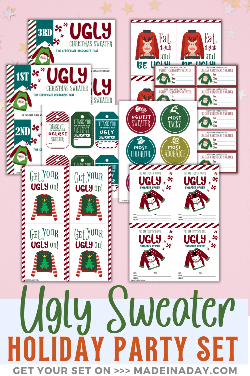 Printable Ugly Sweater Party Set