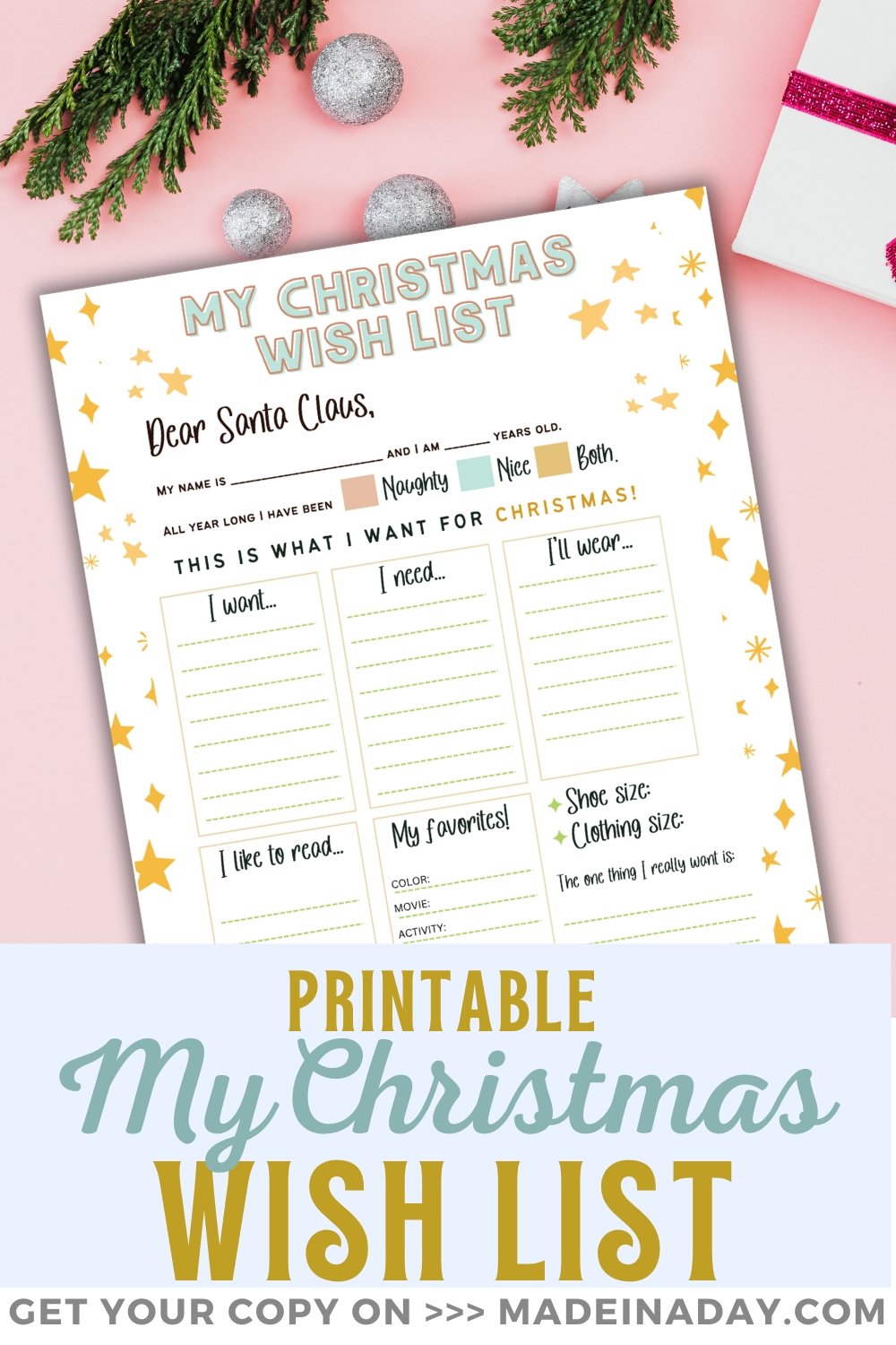 Kids Printable My Christmas Wish List