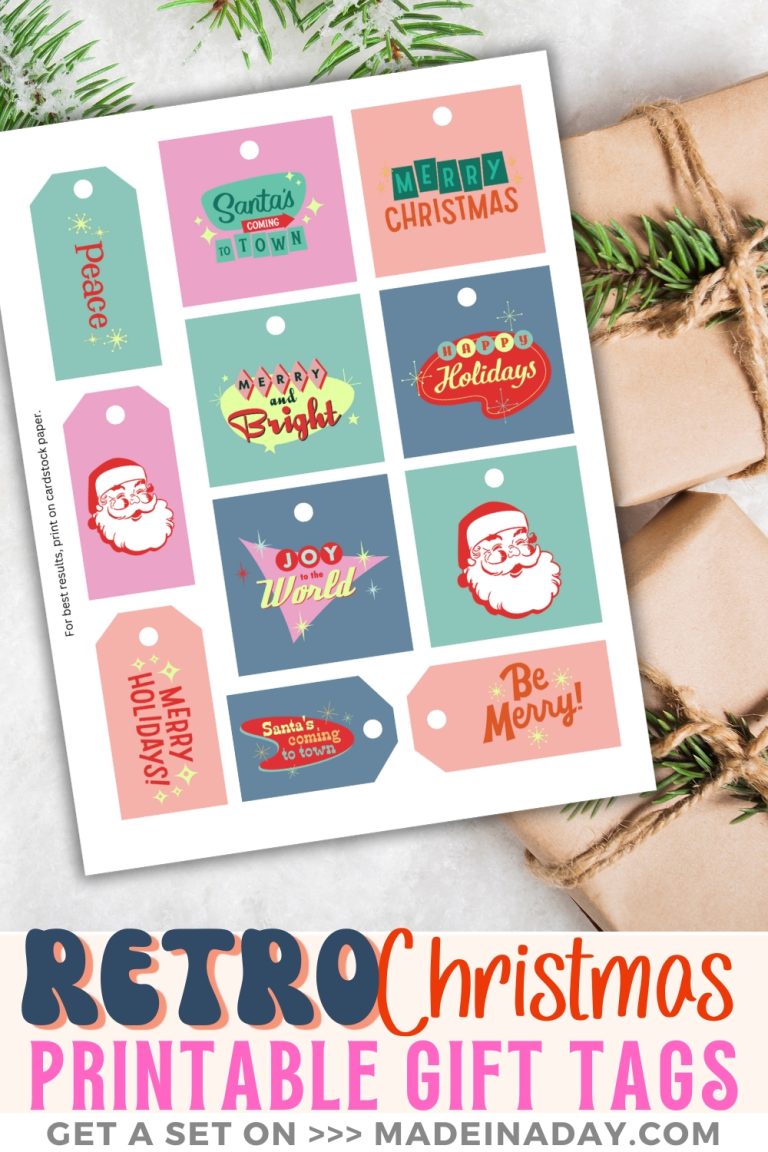 Retro Christmas Printable Gift Tag Set