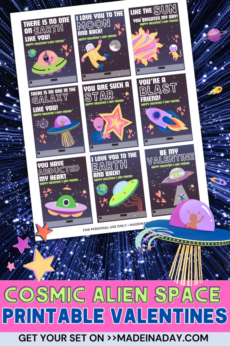 Printable Alien Outer Space Valentines
