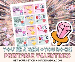 You Are A Gem Printable Valentine Cards